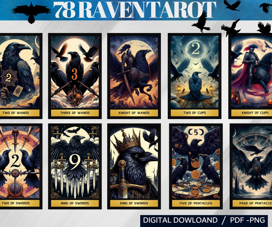 78 Raven Digital Tarot Cards: Printable Oracle Deck (PNG) - Etsy