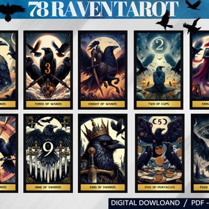 78 Raven Digital Tarot Cards: Printable Oracle Deck (PNG) - Etsy