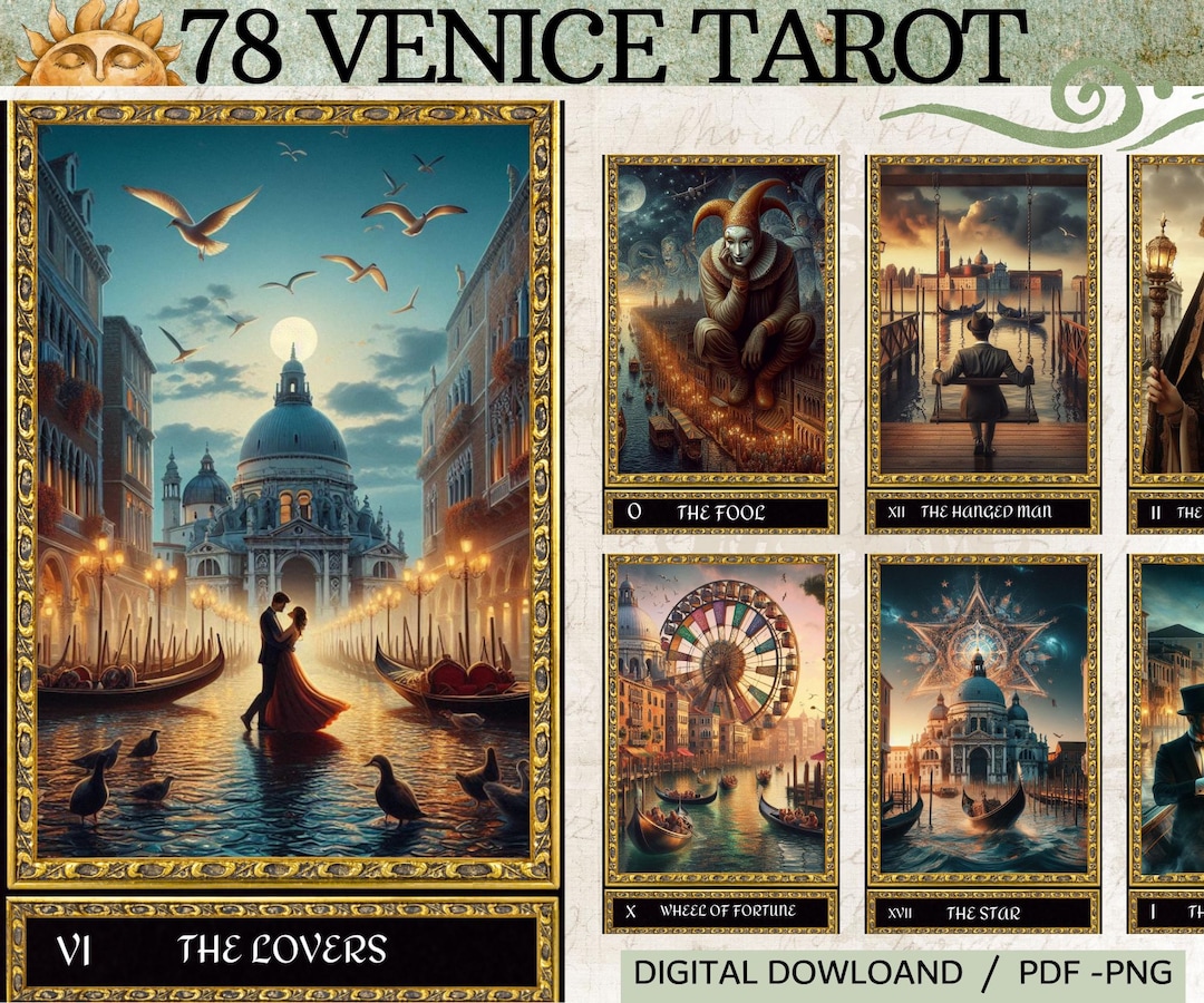Venice Theme Tarot Cards: 78 Bohemian Printable Cards (digital Download ...