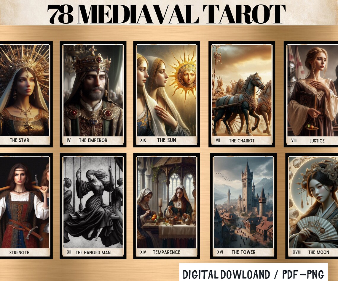 78 Mediaval Tarot Cards Printable Tarot Deck Digital Cards Deck ...