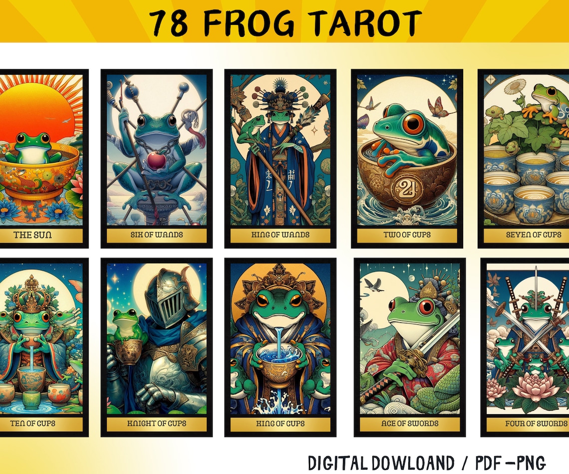 78 Frog Theme Digital Tarot Cards Printable Tarot Deck Matsumato Hoji Tarot Printable Oracle - Etsy