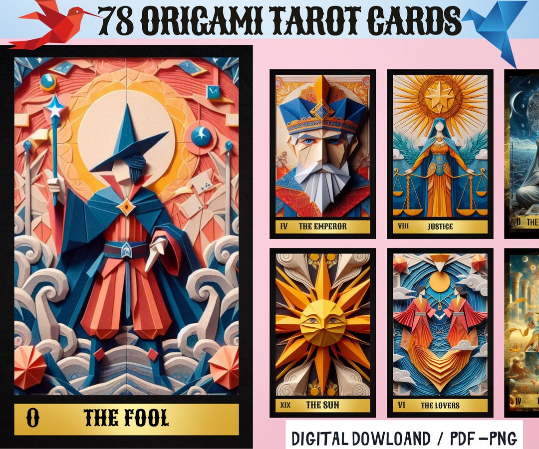 78 Origami Theme Digital Tarot Cards - Printable Tarot Deck - Digital ...