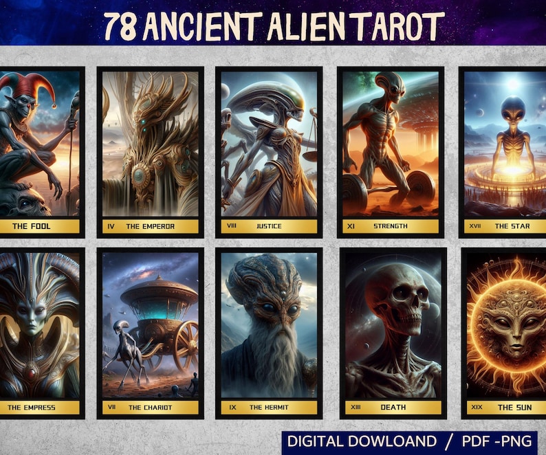 Ancient Alien Tarot Deck: 78 Printable Cards (digital Download) - Etsy