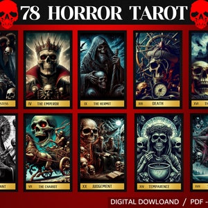 78 Horror Theme Digital Tarot Cards - Skull Printable Tarot Deck ...