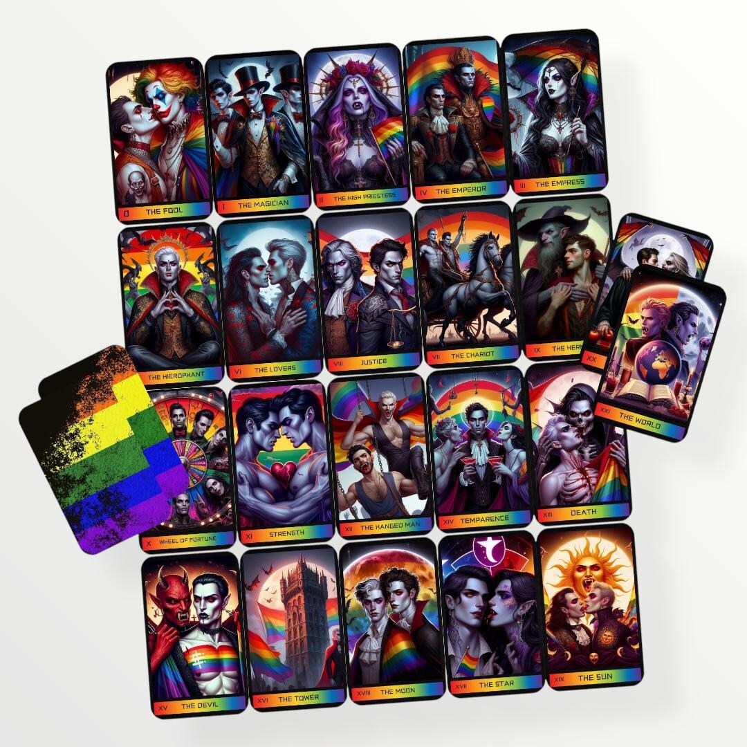 LGBT Vampire Tarot Deck: 78-card Dark Pride Tarot - Etsy UK