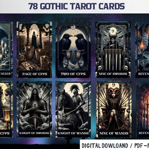 78 Gothic Tarot Cards: Printable Deck (digital Download) - Etsy