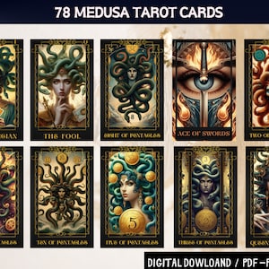 78 Medusa Theme Tarot Cards: Printable Oracle Deck (digital Download ...