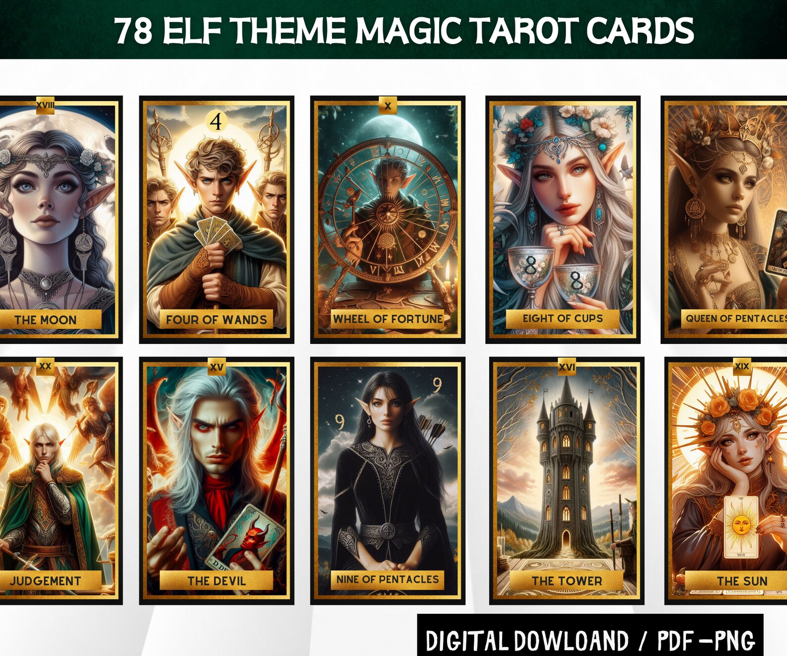 78 Elf Theme Tarot Cards: Printable Oracle Deck (digital Download) - Etsy