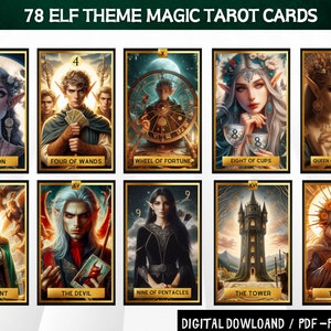 78 ELF Theme Digital Tarot Cards - Printable Tarot Deck - Digital Cards ...