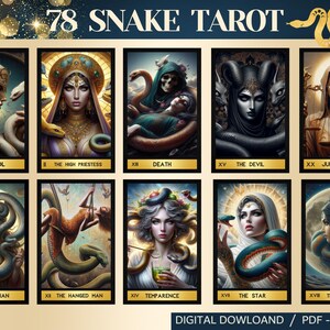 78 Snake Theme Digital Tarot Cards - Printable Shahmeran Tarot Deck ...