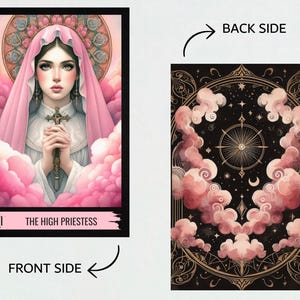 78 Pink Cloud Theme Digital Tarot Cards - Watercolor Printable Tarot ...
