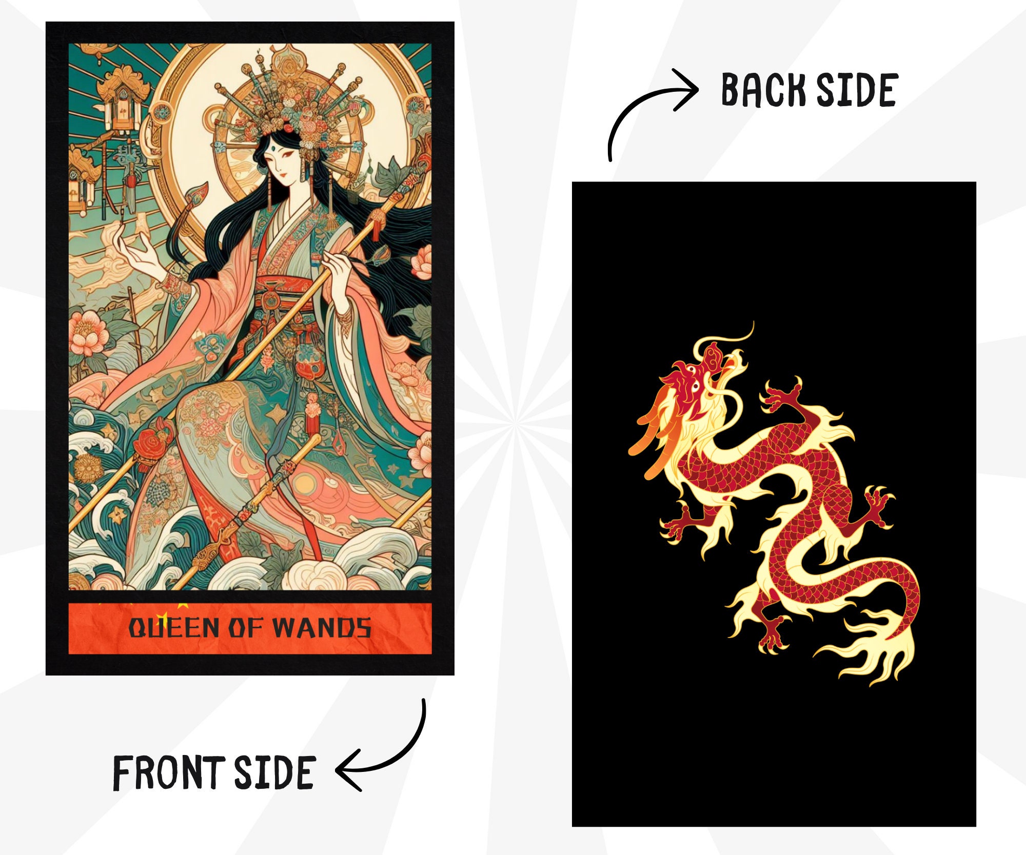 78 Chinese Tarot Cards: Asia Inspired Printable Deck (digital Download ...