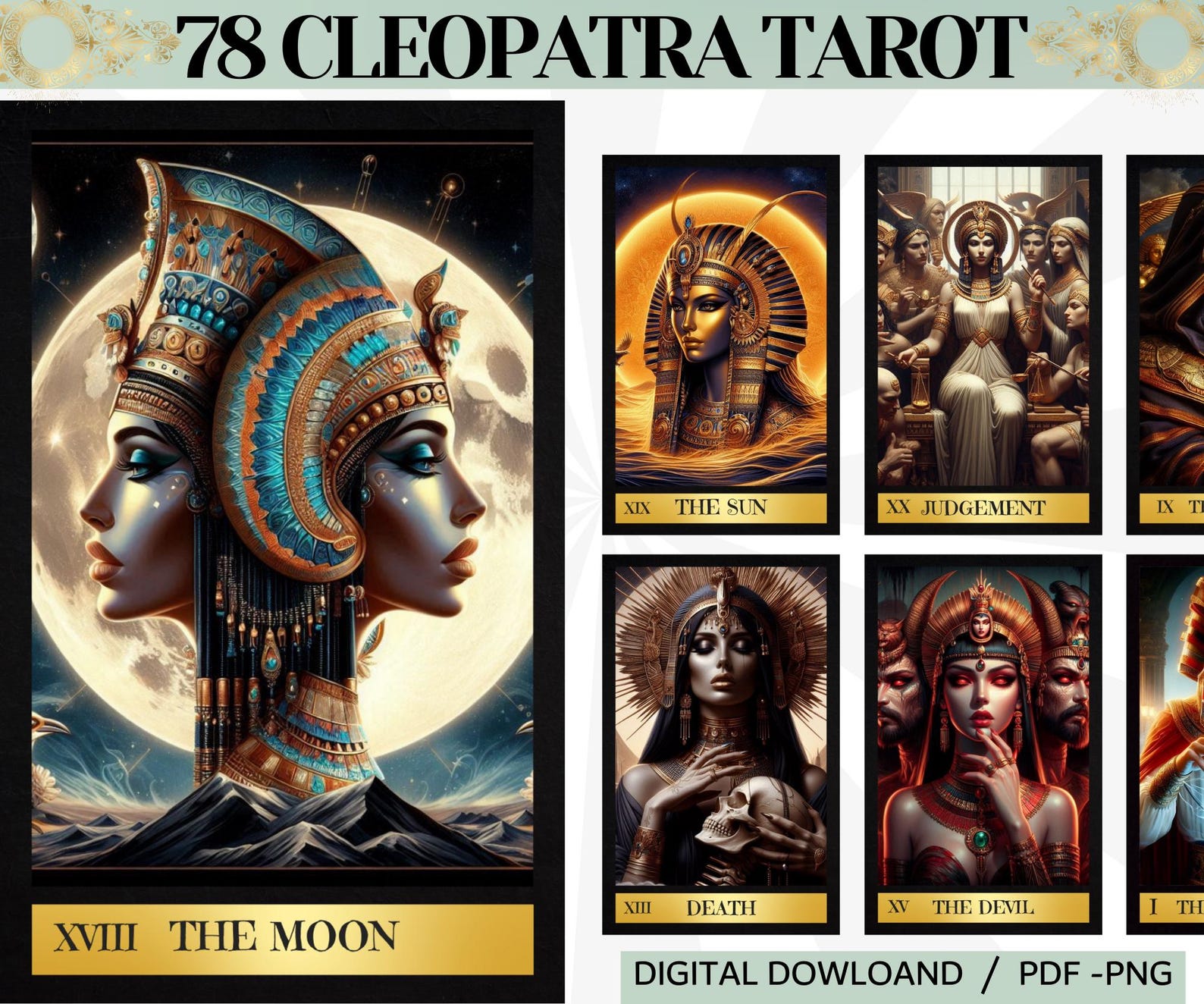 78 Cleopatra Tarot Cards: Printable Oracle Deck (digital Download) - Etsy