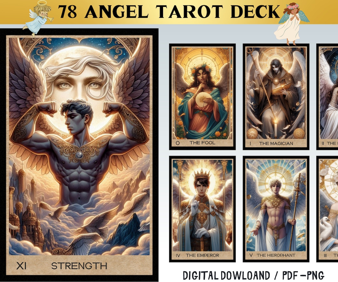 78 Angel Theme Digital Tarot Cards - Printable Tarot Deck - Digital ...