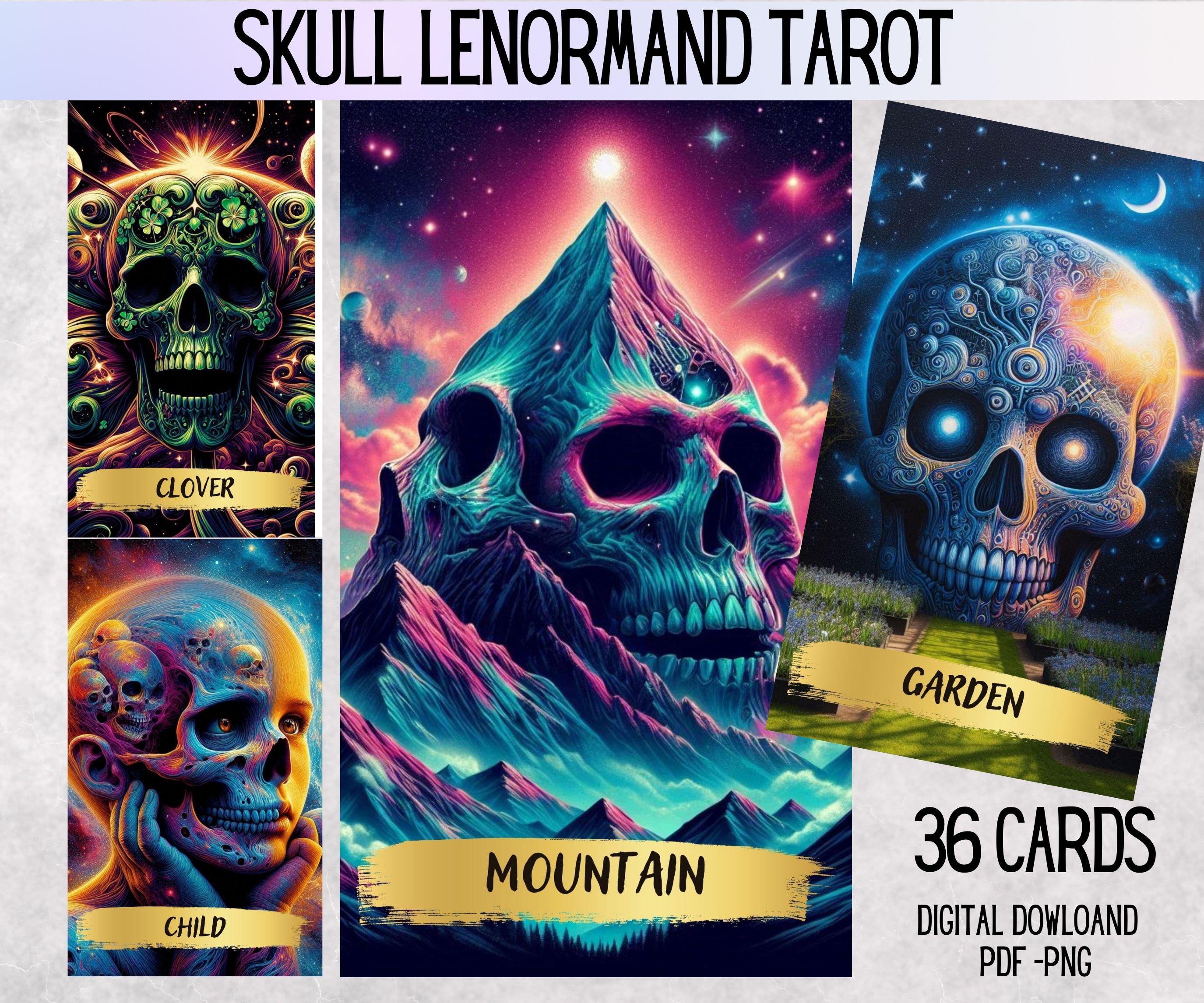 Skull Lenormand Cards Deck: Printable Elemental Tarot Oracle (PNG ...