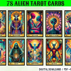 78 Alien Digital Tarot Cards - Printable Tarot Deck - Digital Cards ...