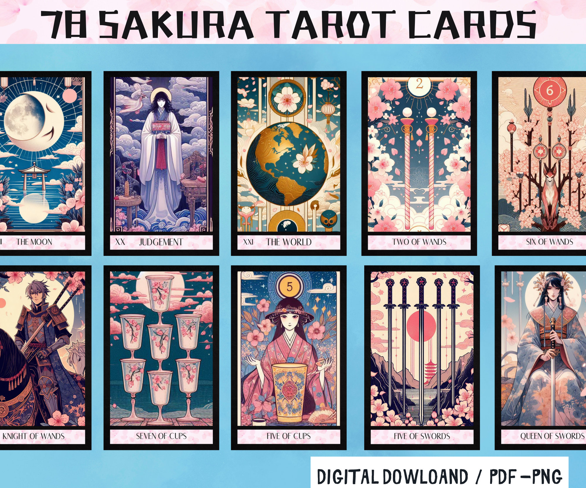 78 Sakura - Japanese Tarot Cards - Printable Oracle Deck (digital ...
