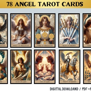 78 Angel Theme Digital Tarot Cards - Printable Tarot Deck - Digital ...