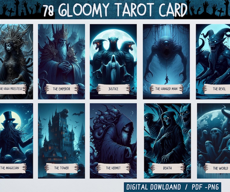 Gloomy Monster Tarot Deck: 78 Printable Cards (digital Download) - Etsy