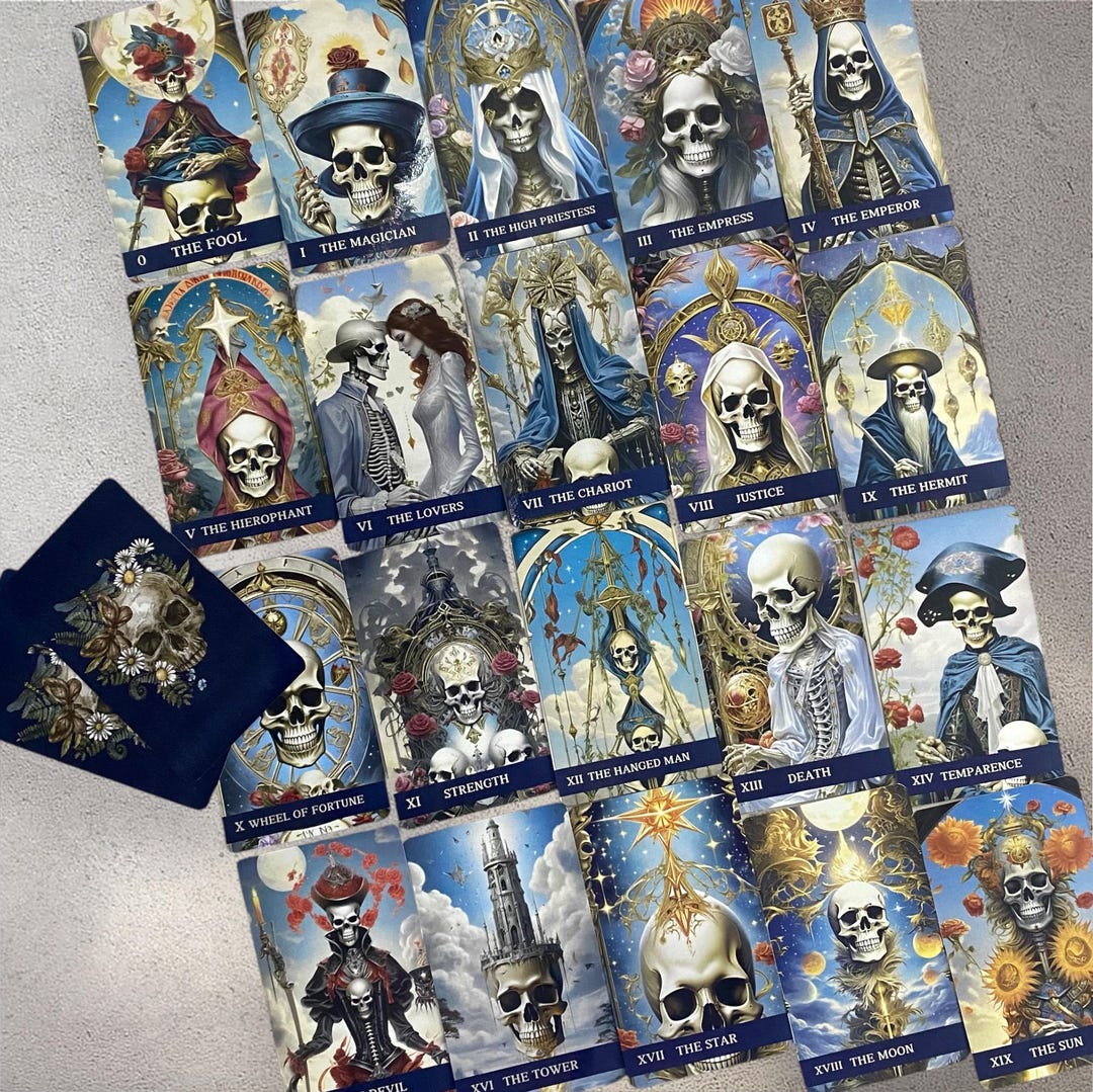 Skull Tarot Deck, Skeleton Tarot Card and Tarot Box, 78 Tarot Card Deck ...