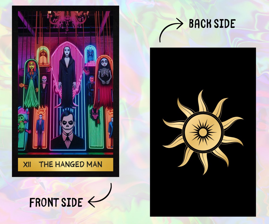 78 Neon Theme Digital Tarot Cards Printable Tarot Deck Digital Cards ...