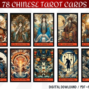 78 Chinese Tarot Cards: Asia Inspired Printable Deck (digital Download ...