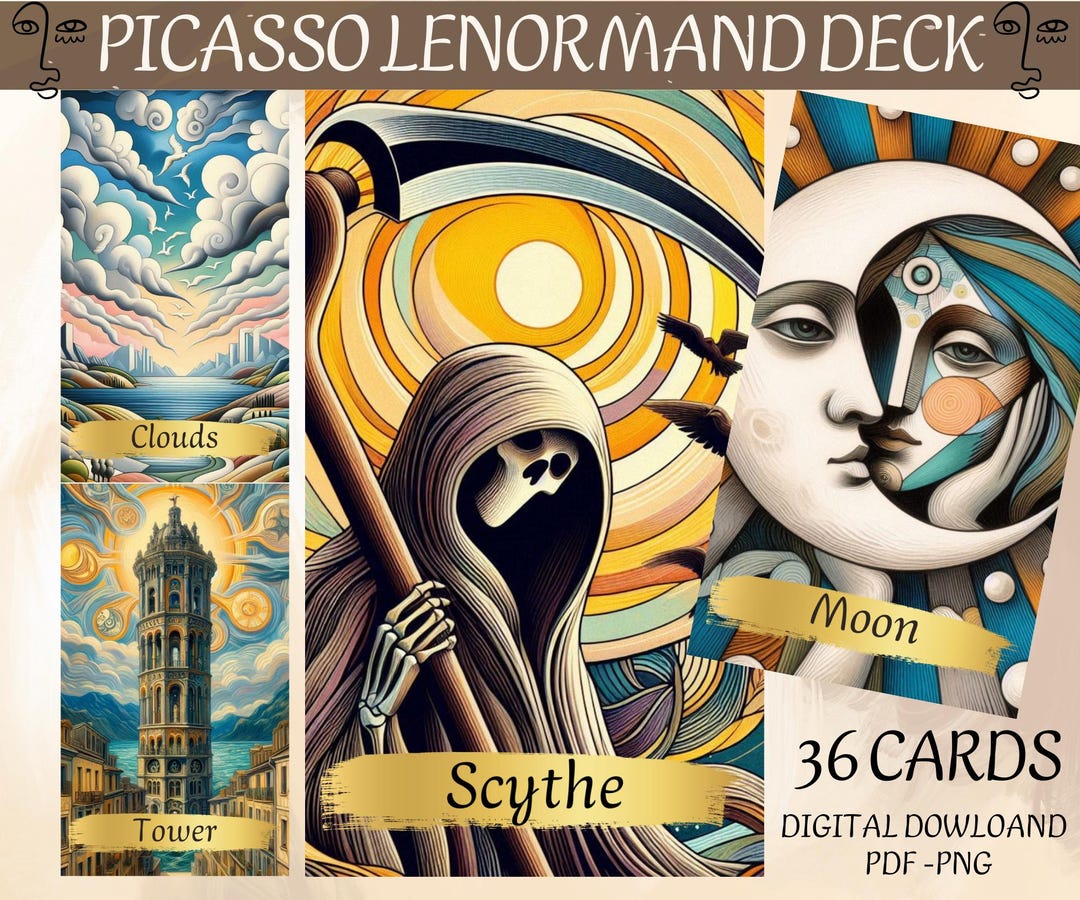 Picasso Lenormand Cards Deck - Printable Art Tarot Deck - Digital Cards ...