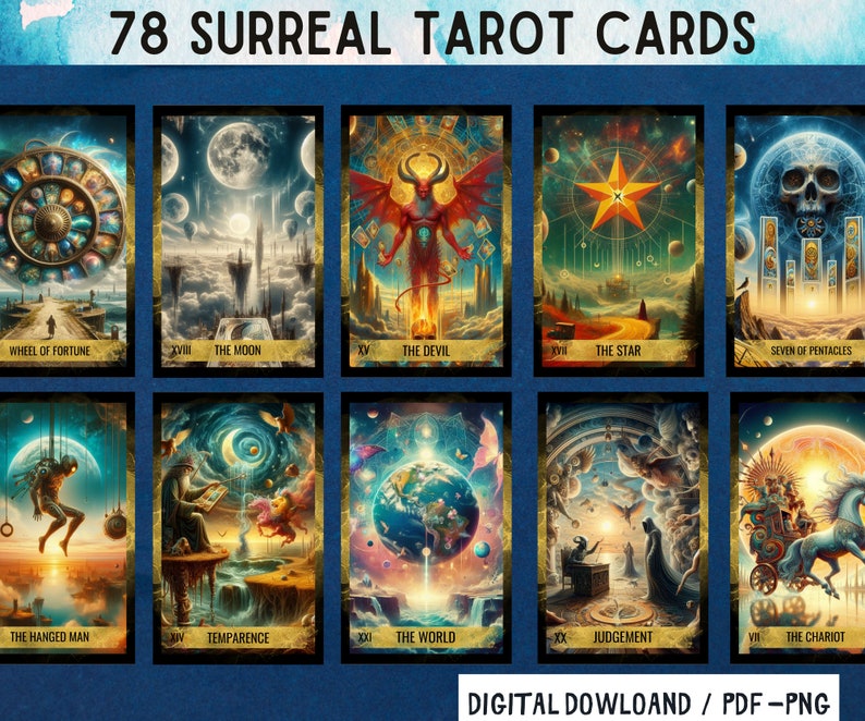 78 Surreal Tarot Cards: Printable PNG Deck (digital Download) - Etsy