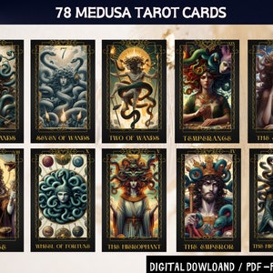 78 Medusa Theme Tarot Cards: Printable Oracle Deck (digital Download ...