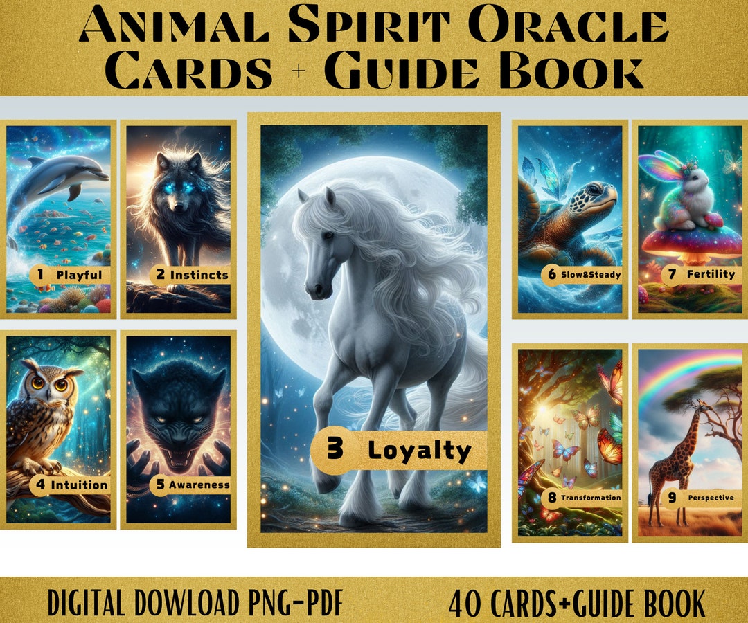 Animal Spirit Oracle Cards 40 + Guide Book - Printable Oracle Deck ...