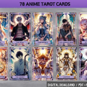 78 Anime Theme Digital Tarot Cards - Printable Tarot Deck - Digital ...
