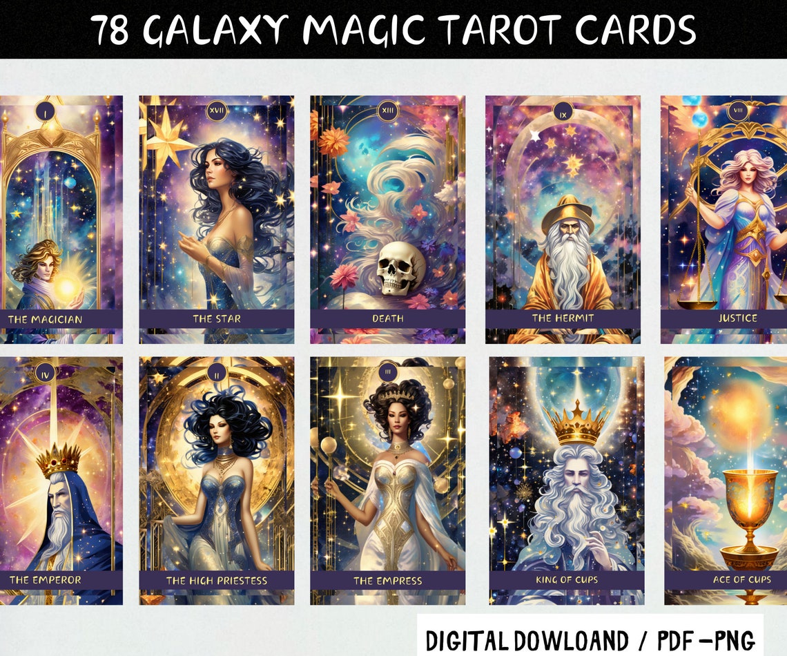 Galaxy Magic Tarot Cards: 78 Card Printable Deck (digital Download) - Etsy
