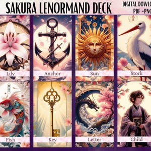 Sakura Lenormand Cards Deck - Printable Japanese Tarot Deck - Digital Cards Deck - Printable ...