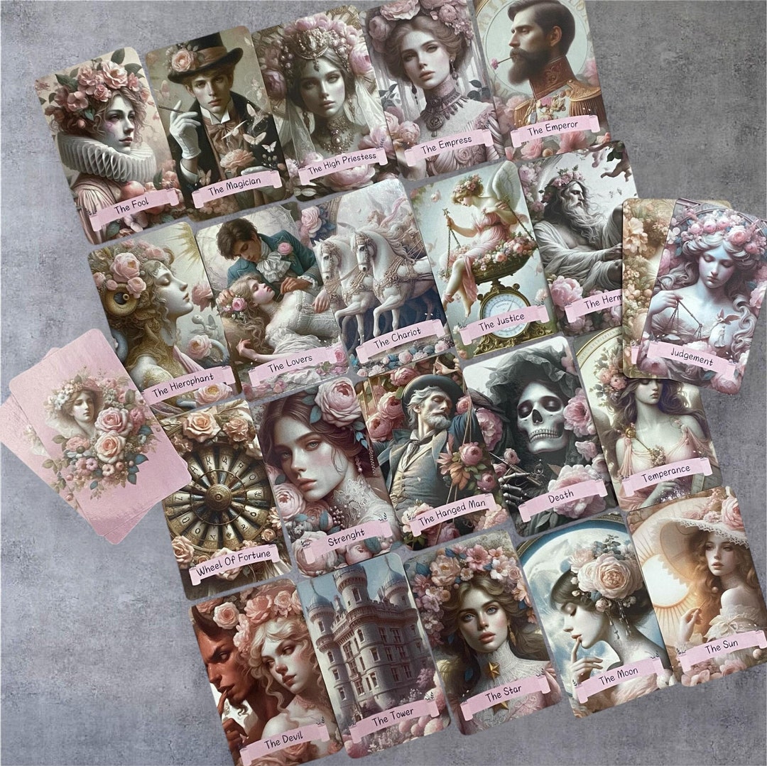 Victorian Tarot Card, Pink Bohemian Tarot Card and Tarot Box, 78 Tarot ...
