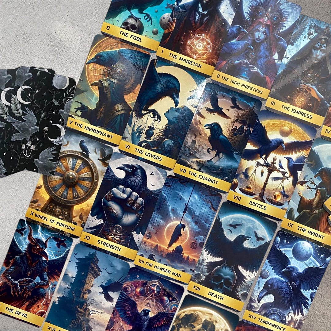 Raven Tarot Deck, Bird Tarot Card and Tarot Box, 78 Tarot Card Deck - Etsy