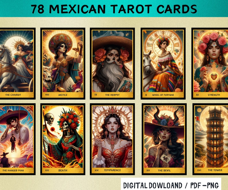 78 Mexican Theme Tarot Cards: Printable Oracle Deck (digital Download ...