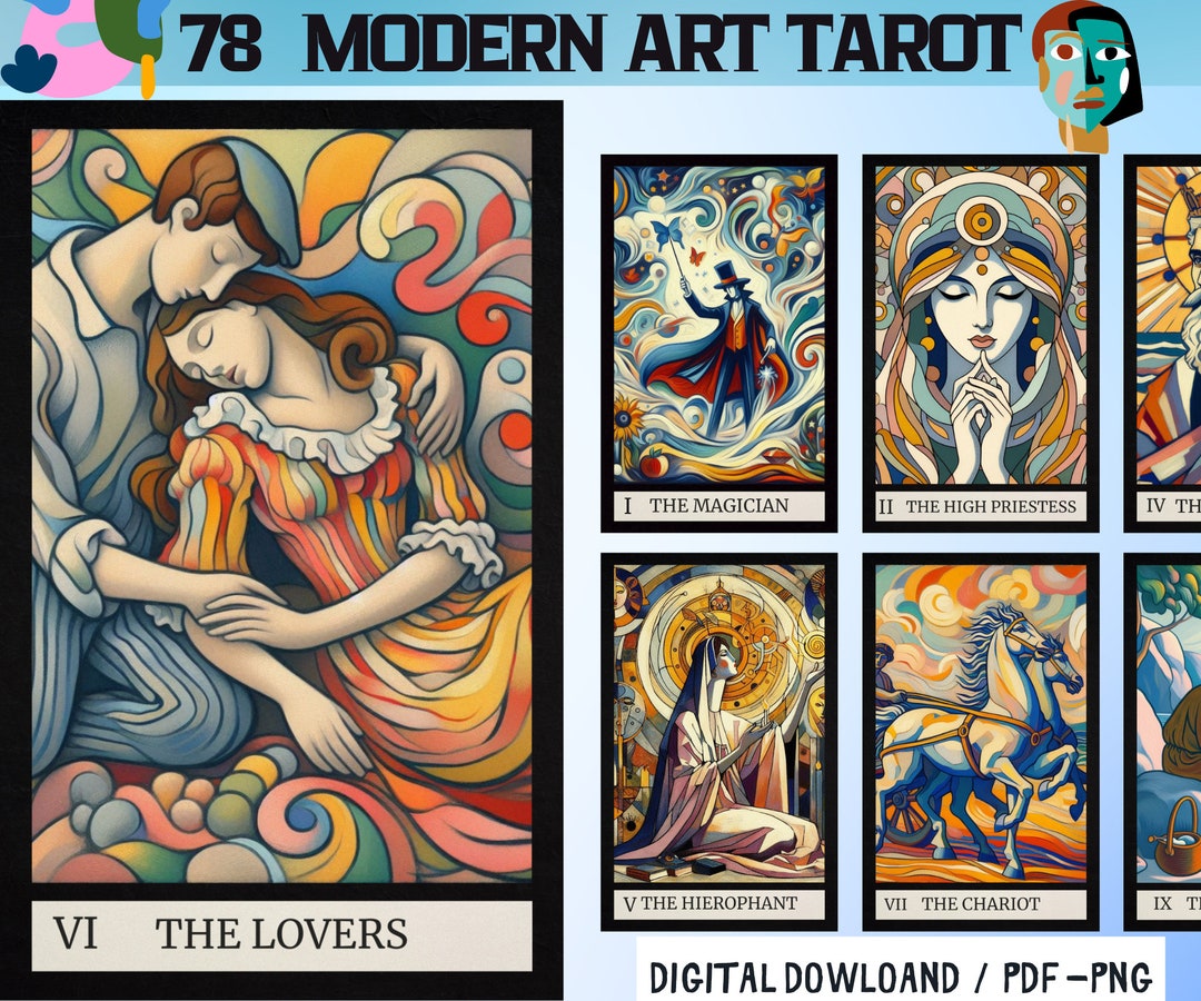 78 Modern Art Theme Digital Tarot Cards - Printable Tarot Deck ...
