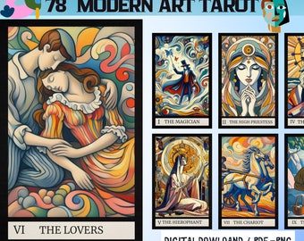 78 Neon Theme Digital Tarot Cards Printable Tarot Deck Digital Cards ...