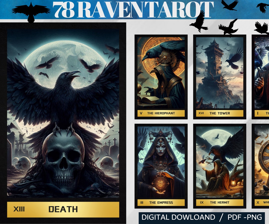 78 Raven Digital Tarot Cards: Printable Oracle Deck (PNG) - Etsy
