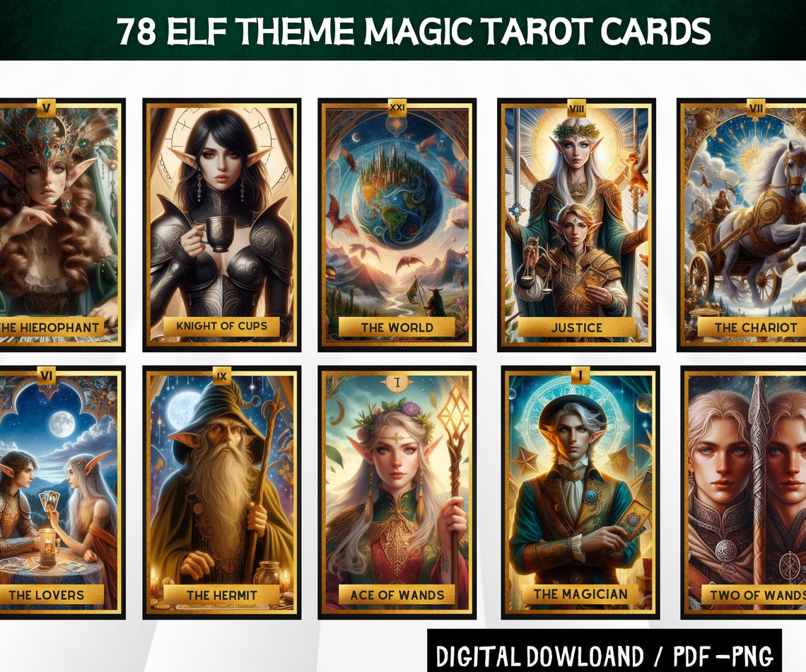 78 Elf Theme Tarot Cards: Printable Oracle Deck (digital Download) - Etsy