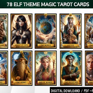 78 ELF Theme Digital Tarot Cards - Printable Tarot Deck - Digital Cards ...