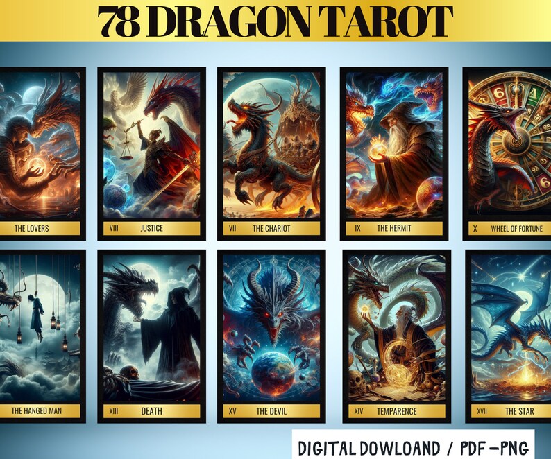 Dragon Tarot Deck: 78 Printable Cards (digital Download) - Etsy