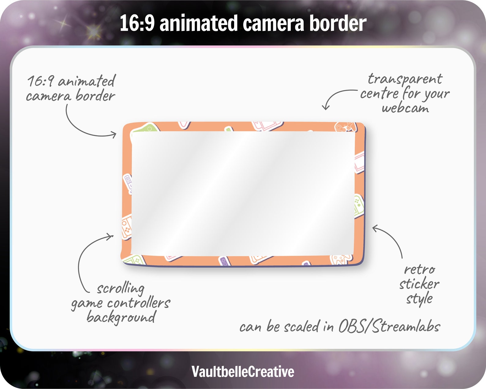 Animated Twitch Camera Borders With Colourful Sticker Style | Etsy