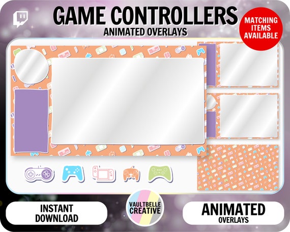 Animated Twitch Overlays With Colourful Sticker Style Game | Etsy