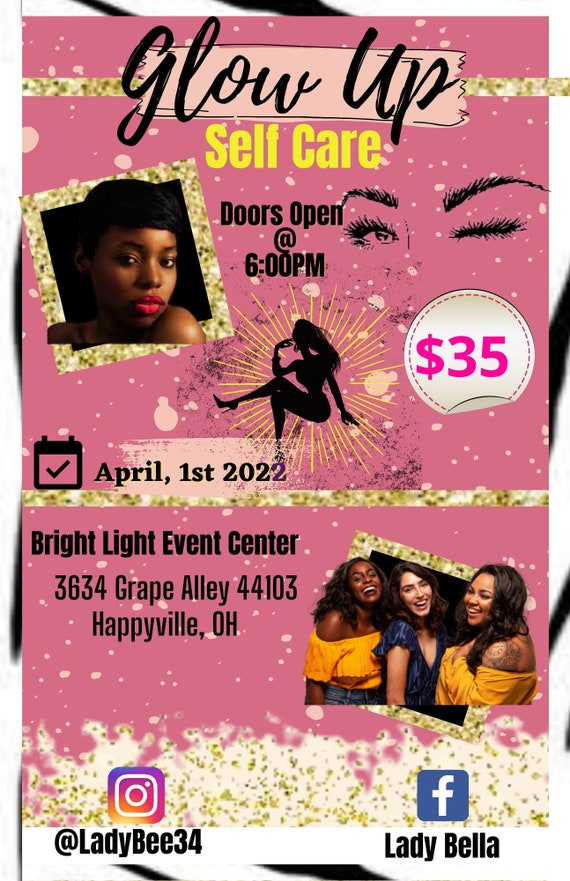 Editable DIY Self Care Flyer Template With Glitter and Glam | Etsy