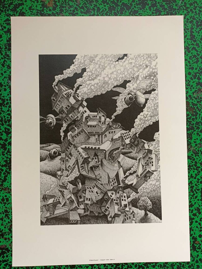 Black and White Drawing Print A4 Format - Etsy