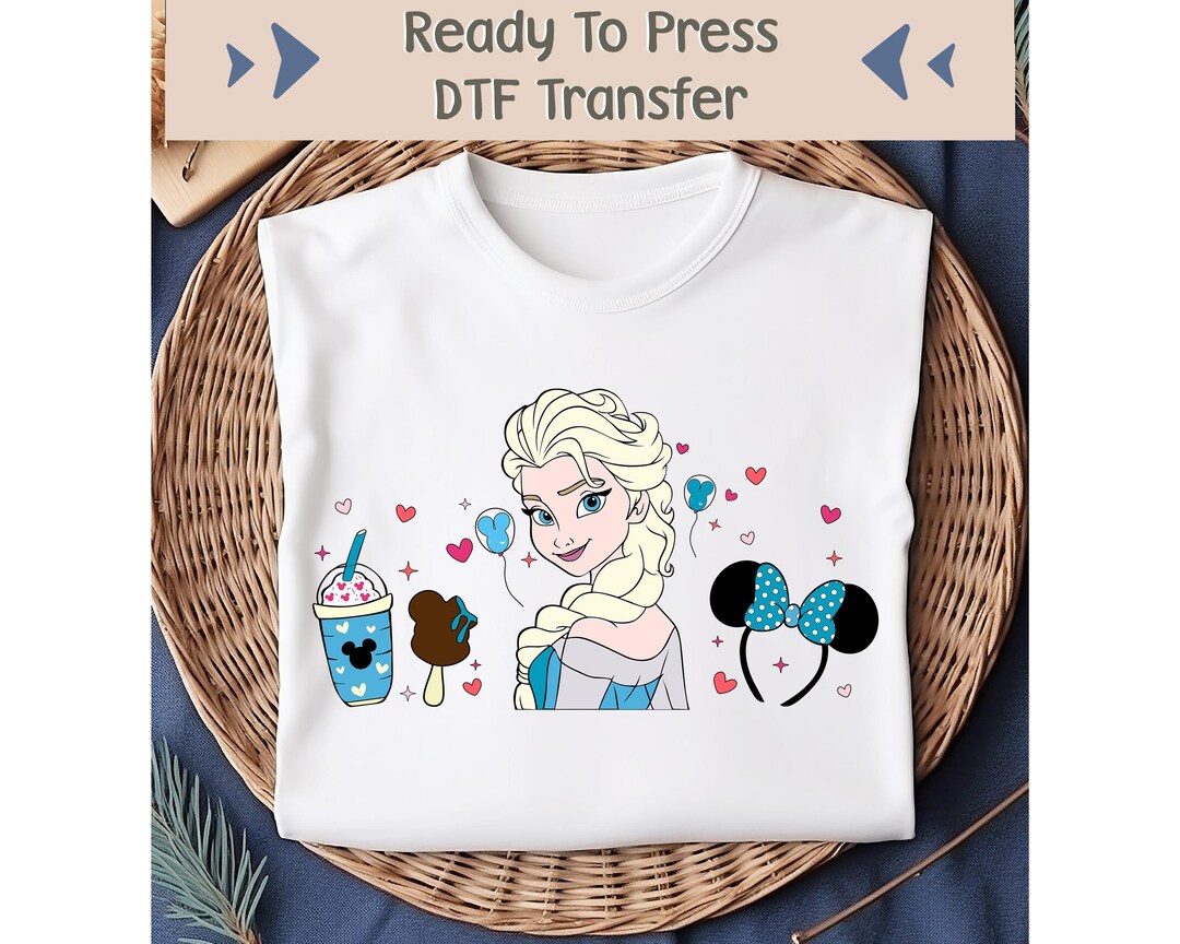 Disney Princess Elsa DTF Transfer, Princess DTF, Disney Girls Shirt ...