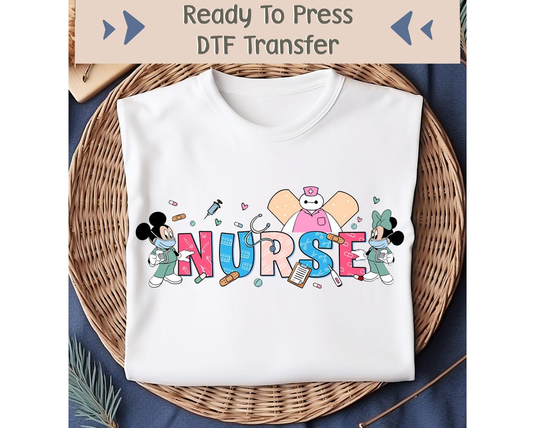 Disney Nurse Dtf, Cute Nurse Design, Mickey Minnie DTF Transfer ...