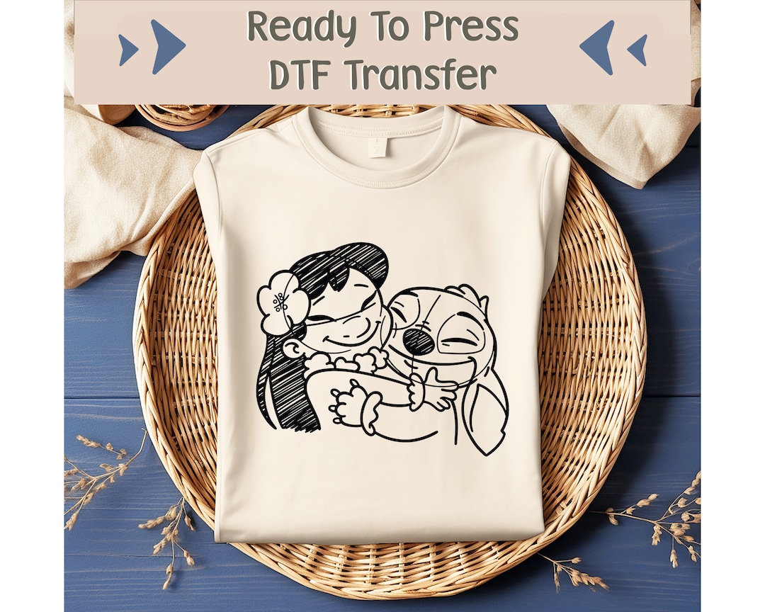 Disney Stitch & Lilo DTF Transfer, Stitch Ohana Ready to Press, Stitch Family Image Transfers ...