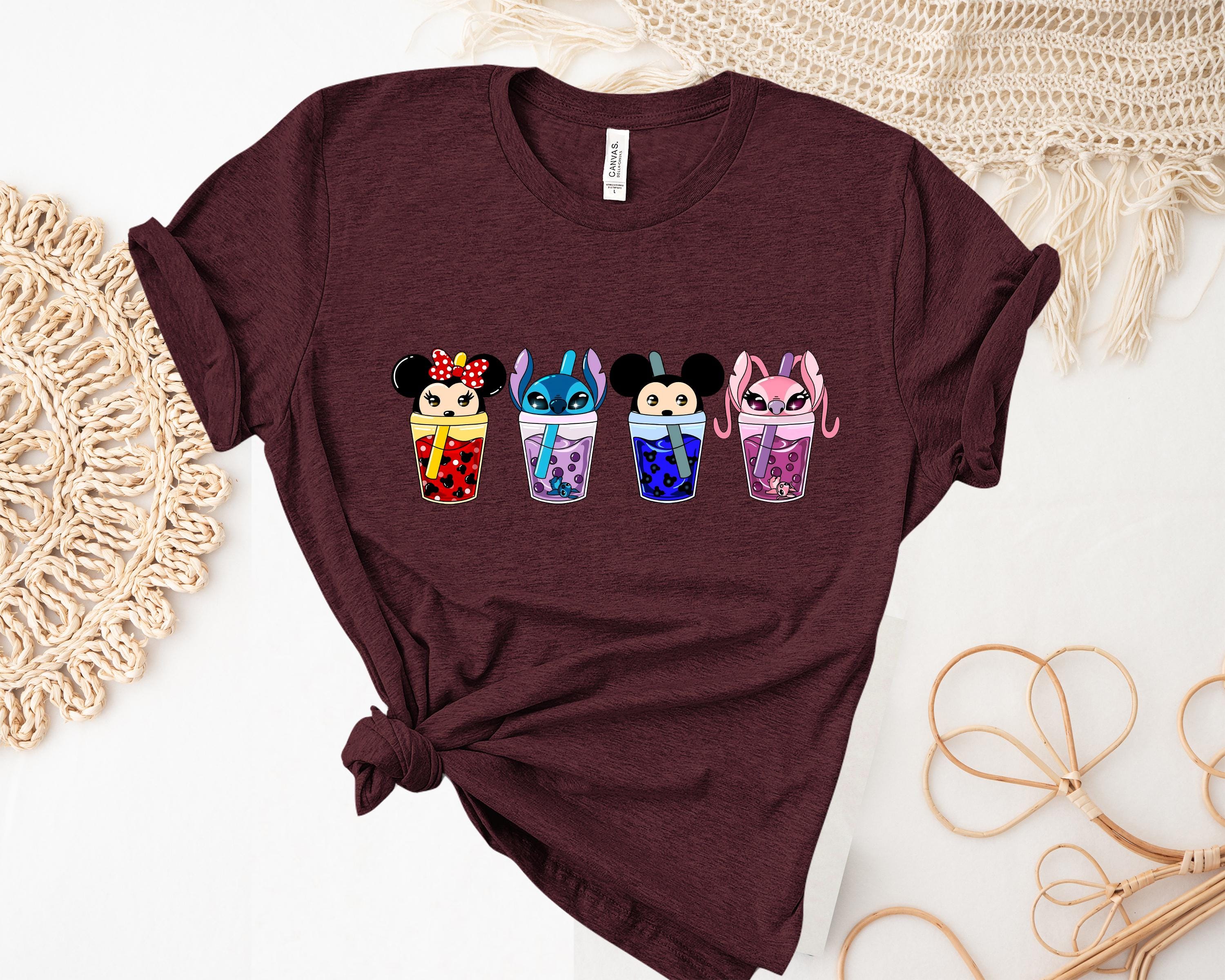 Disney Stitch and Angel Shirt, Cute Boba Cups Shirt, Disney Bubble ...